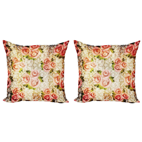 East Urban Home Kissen Kissenbezug, Psychedelisches Blumenmotiv, Rosa Grün Creme | Wayfair.de